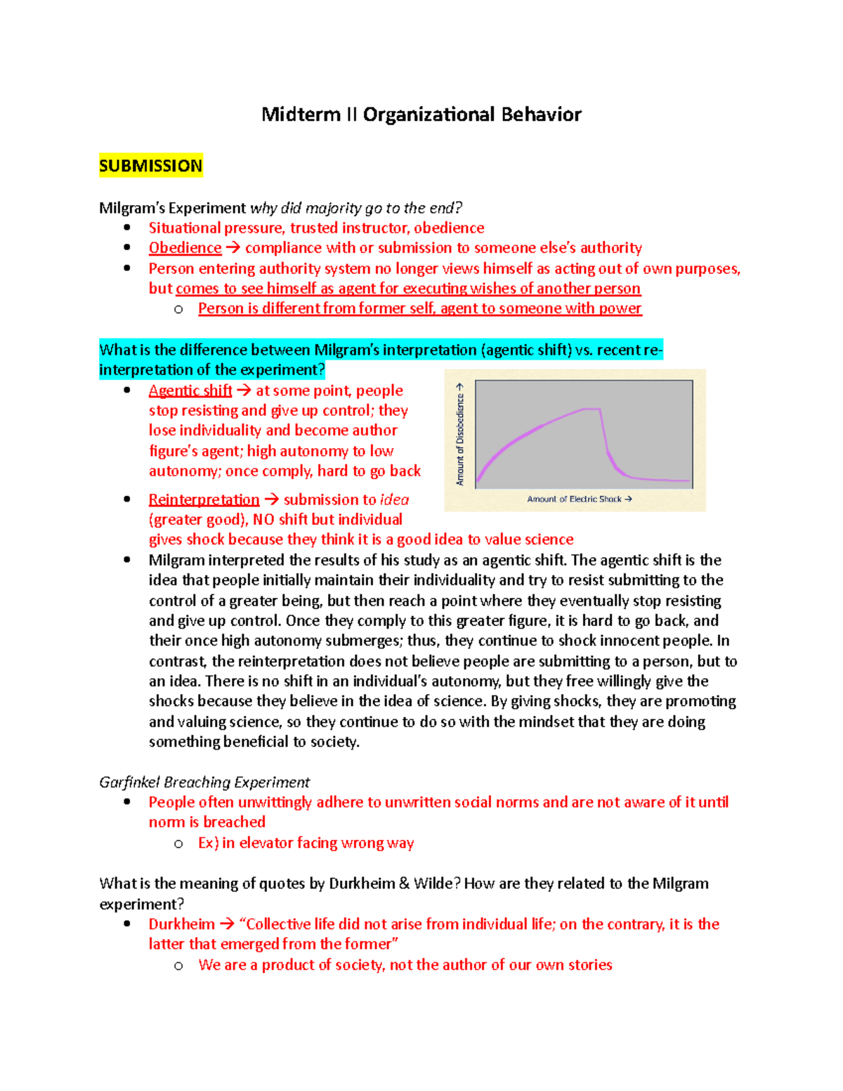 Organizational Behavior Midterm II Study Guide - Professor Kim - Midterm II Organizational ...