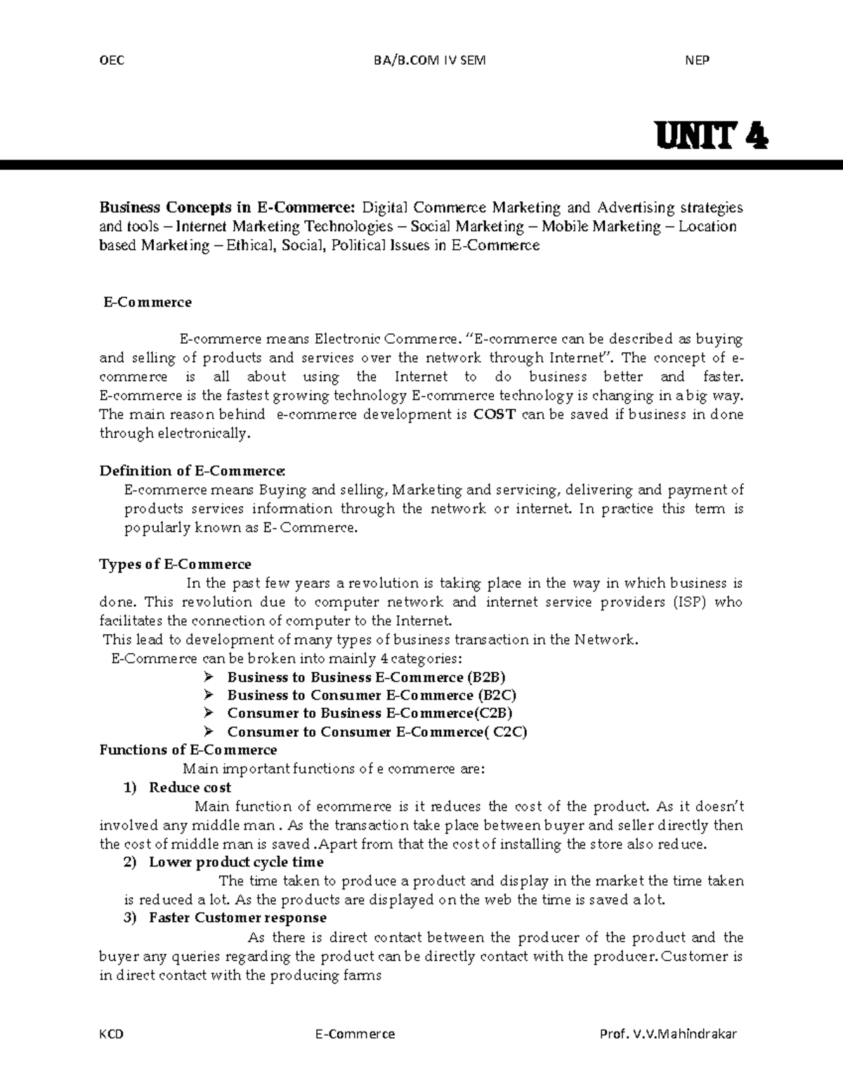 Unit-4 Website - Study well - Unit 4 Business Concepts in E-Commerce ...