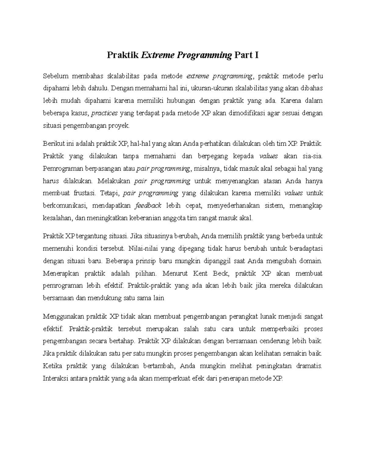 Praktik Extreme Programming Part I - Praktik Extreme Programming Part I ...