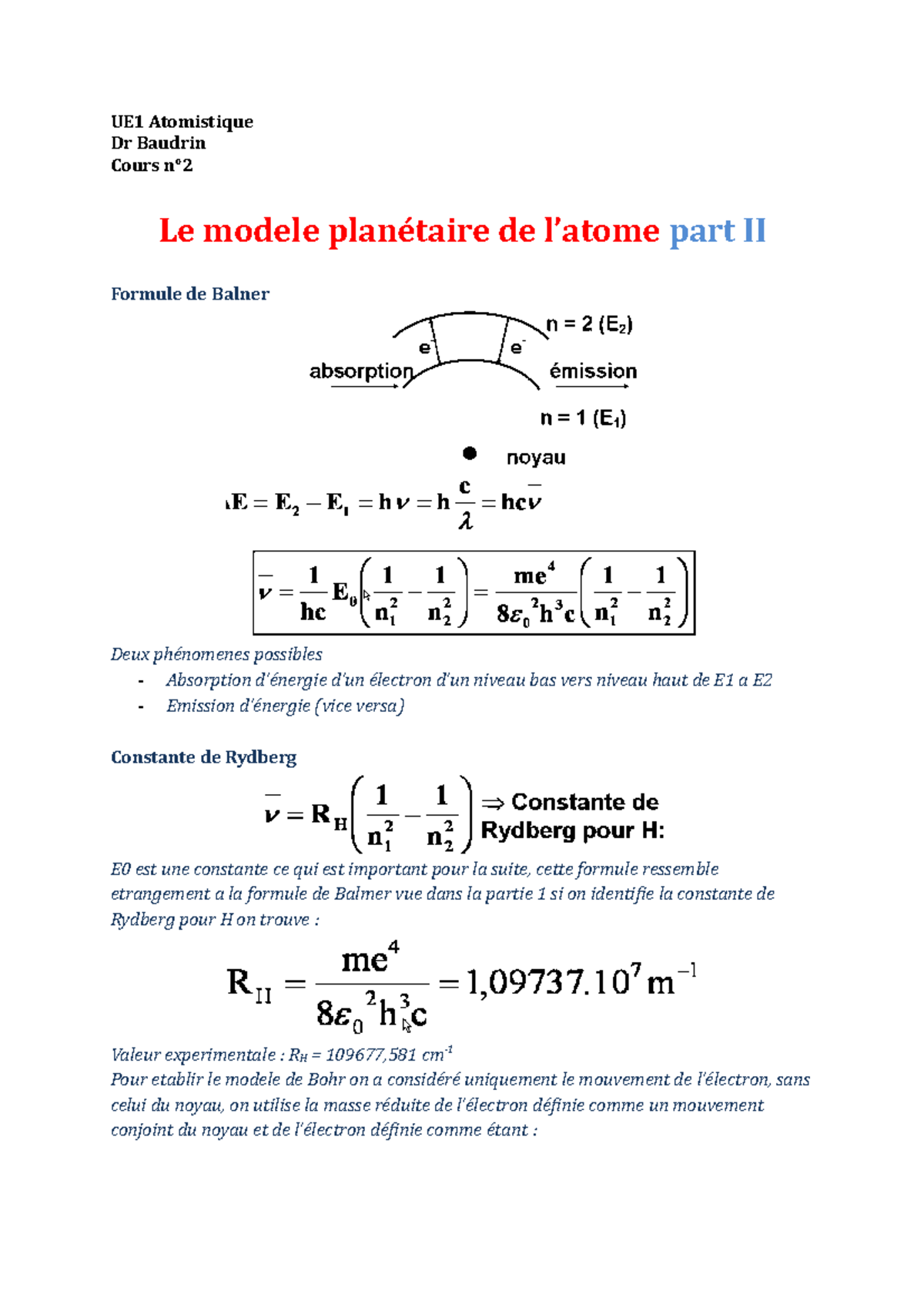 2. Le modele planétaire de l'atome part II - UE1 Atomistique Dr Baudrin ...