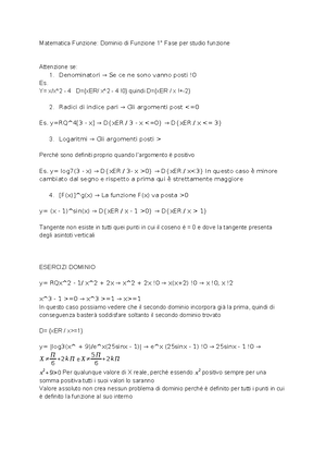 Matematica - DEFIIZIONI MATEMATICA FUNZIONE-> dati due insiemi A e B ...