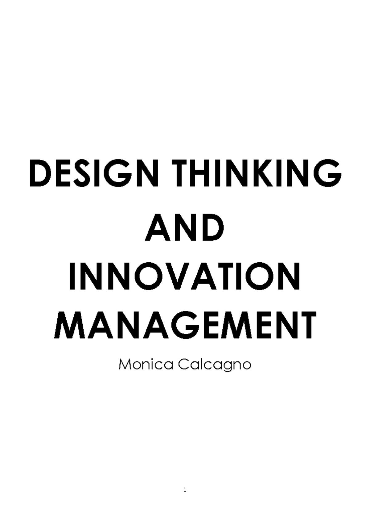 Design Thinking AND Innovation Management - DESIGN THINKING AND ...