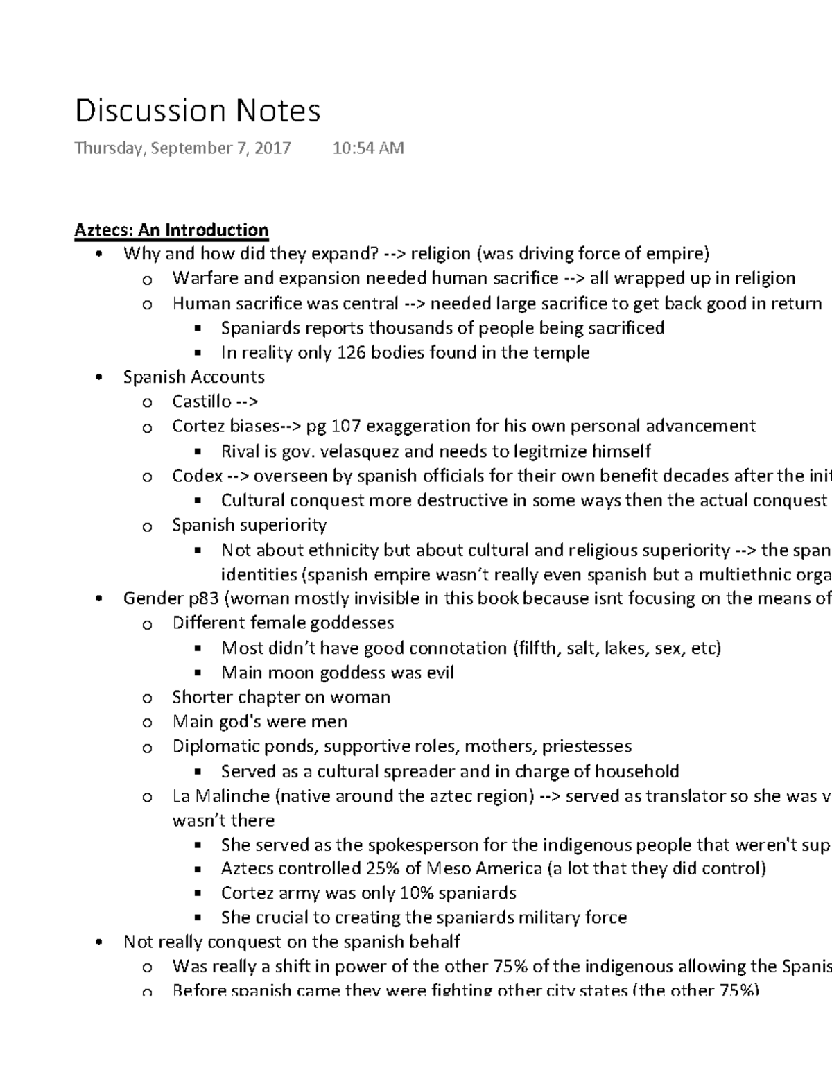 LA1 Discussion Notes - Discussion Notes Thursday, September 7, 2017 10: ...