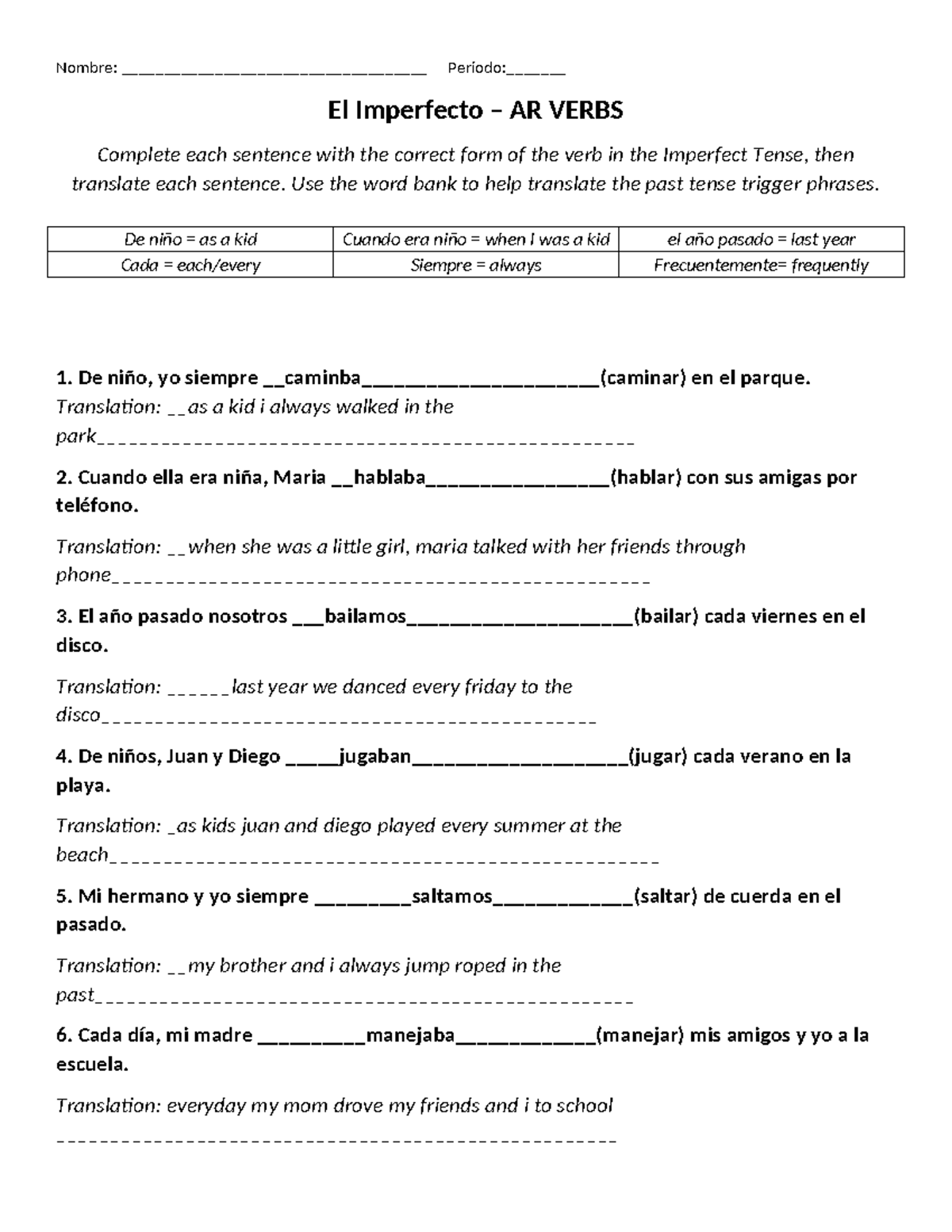 638436985513571057 Imperfectoexamenp 2 - Nombre ...