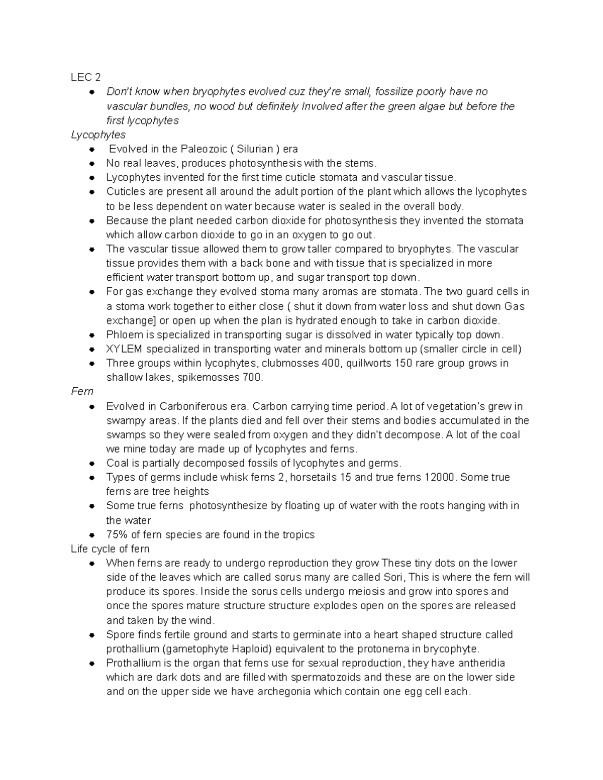 Bioa02 module 1 lecture 2-12 - LEC 2 Don’t know when bryophytes evolved ...