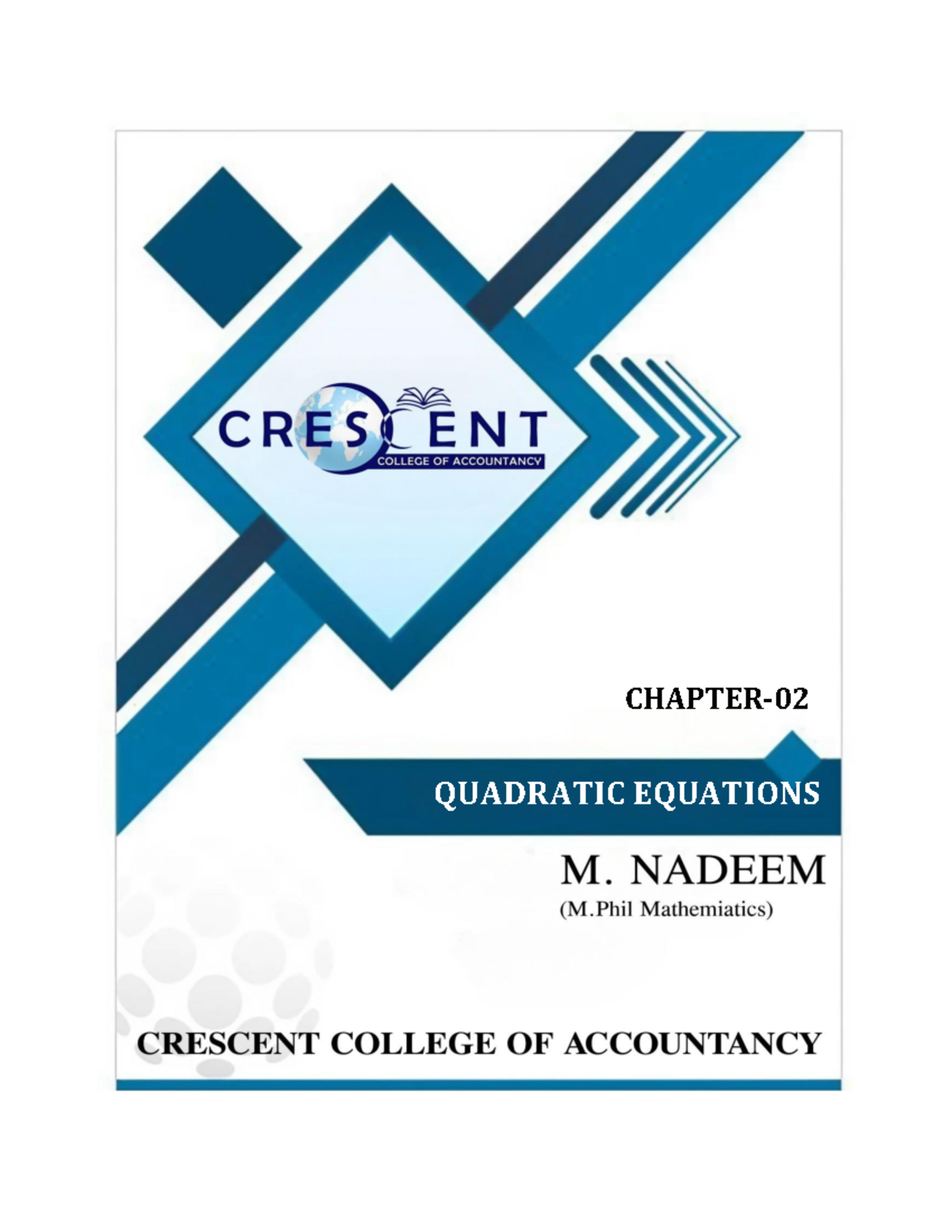 Chapter 02(Assignment) - M CHAPTER- 02 QUADRATIC EQUATIONS M Q Umer and Asad invested in a ...