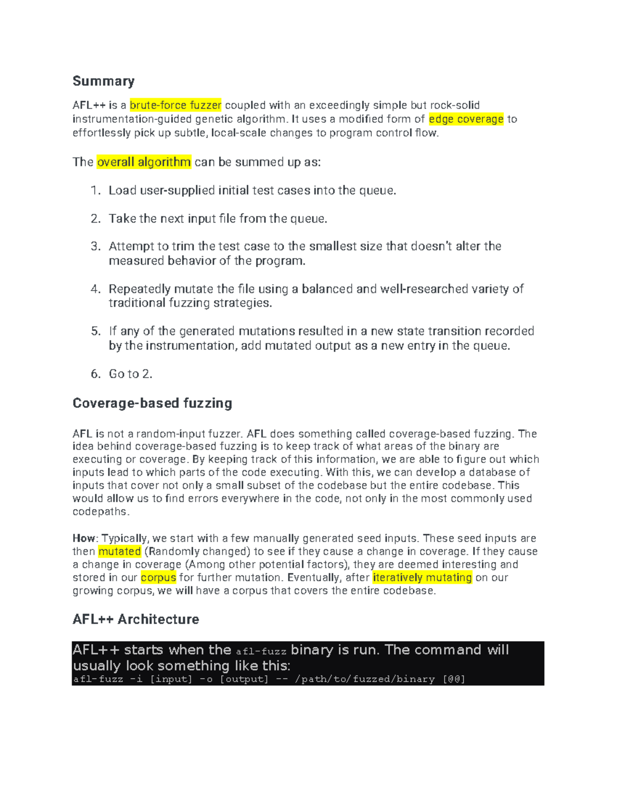 AFL Fuzzing - Giải thích nguyên lý hoạt động của AFL - Summary AFL++ is ...