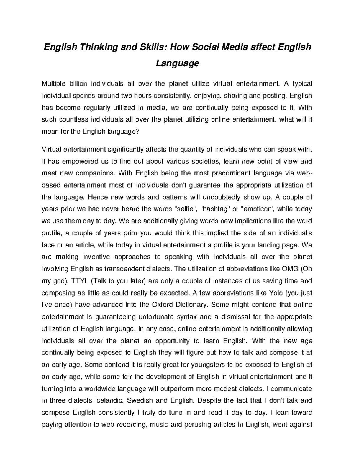 English Thinking and Skills: How Social Media affect English Language ...