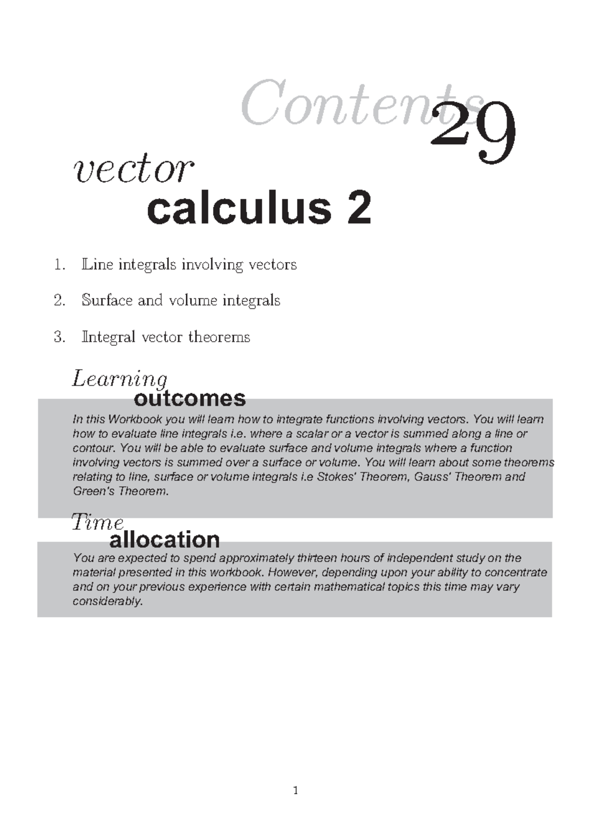 29 1 line ints vecs1 - Worksheets - ContentsContents vector calculus 2 ...