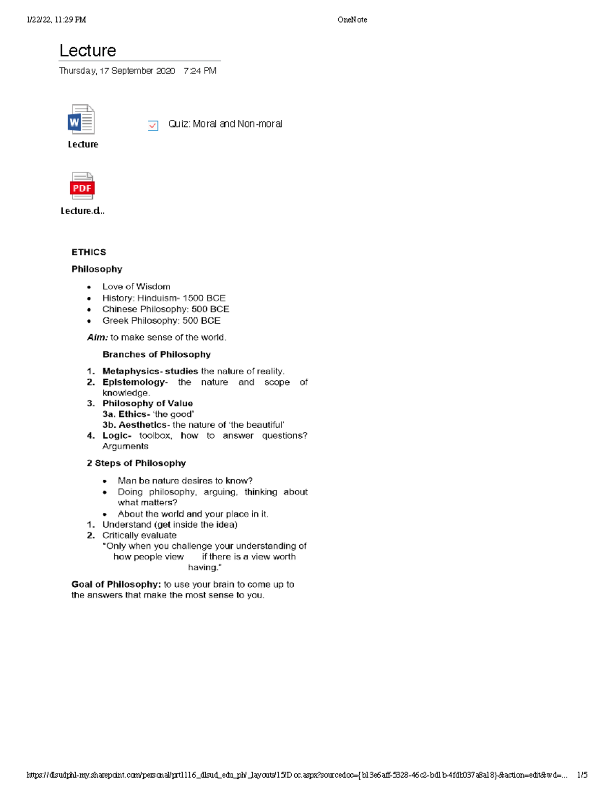 Ethics Lectures - Lecture notes 1 - Lecture Thursday, 17 September 2020 ...