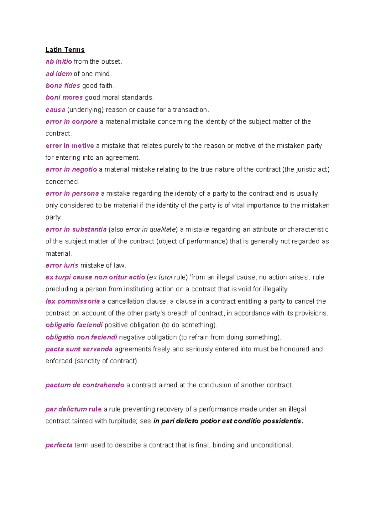 Latin Terms - Latin Terms ab initio from the outset. ad idem of one ...