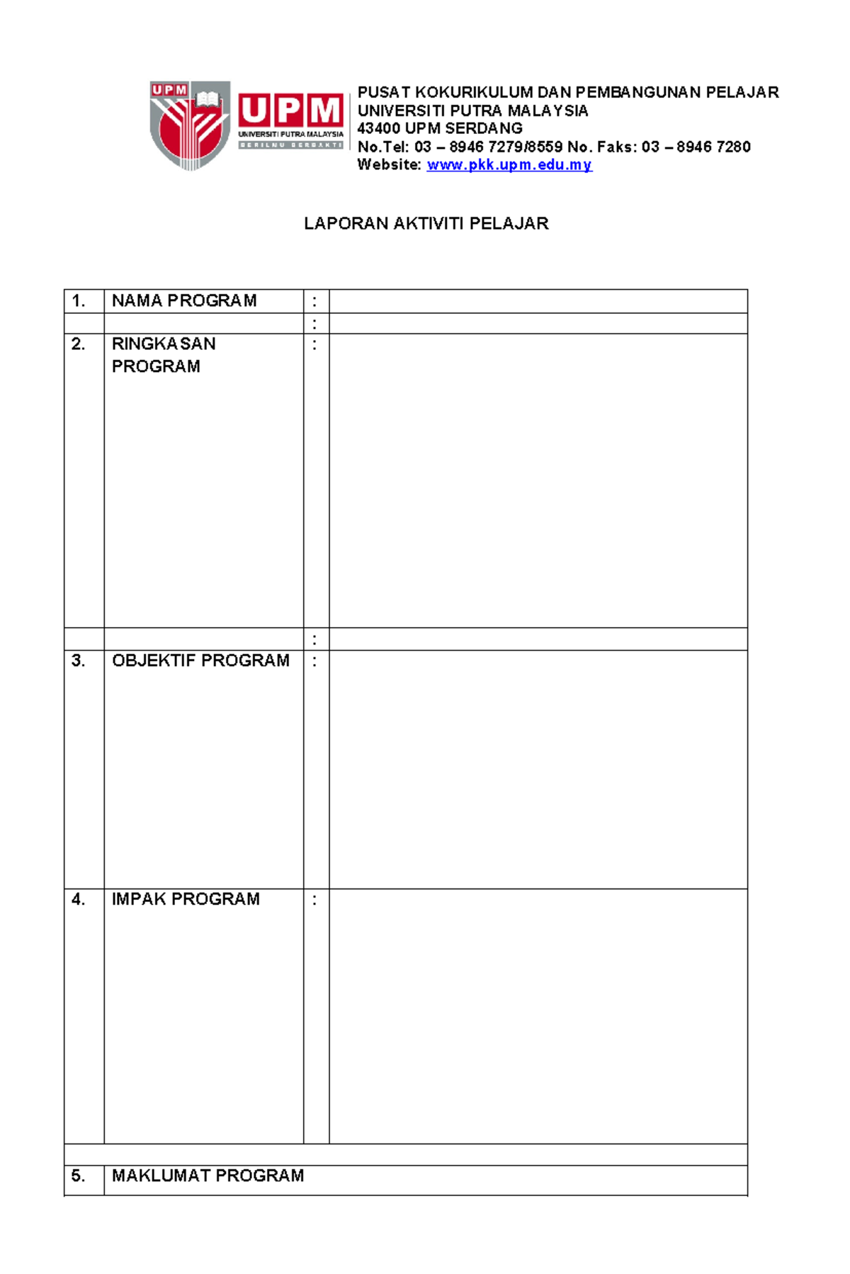 2019 0430180443 format laporan program - PUSAT KOKURIKULUM DAN ...