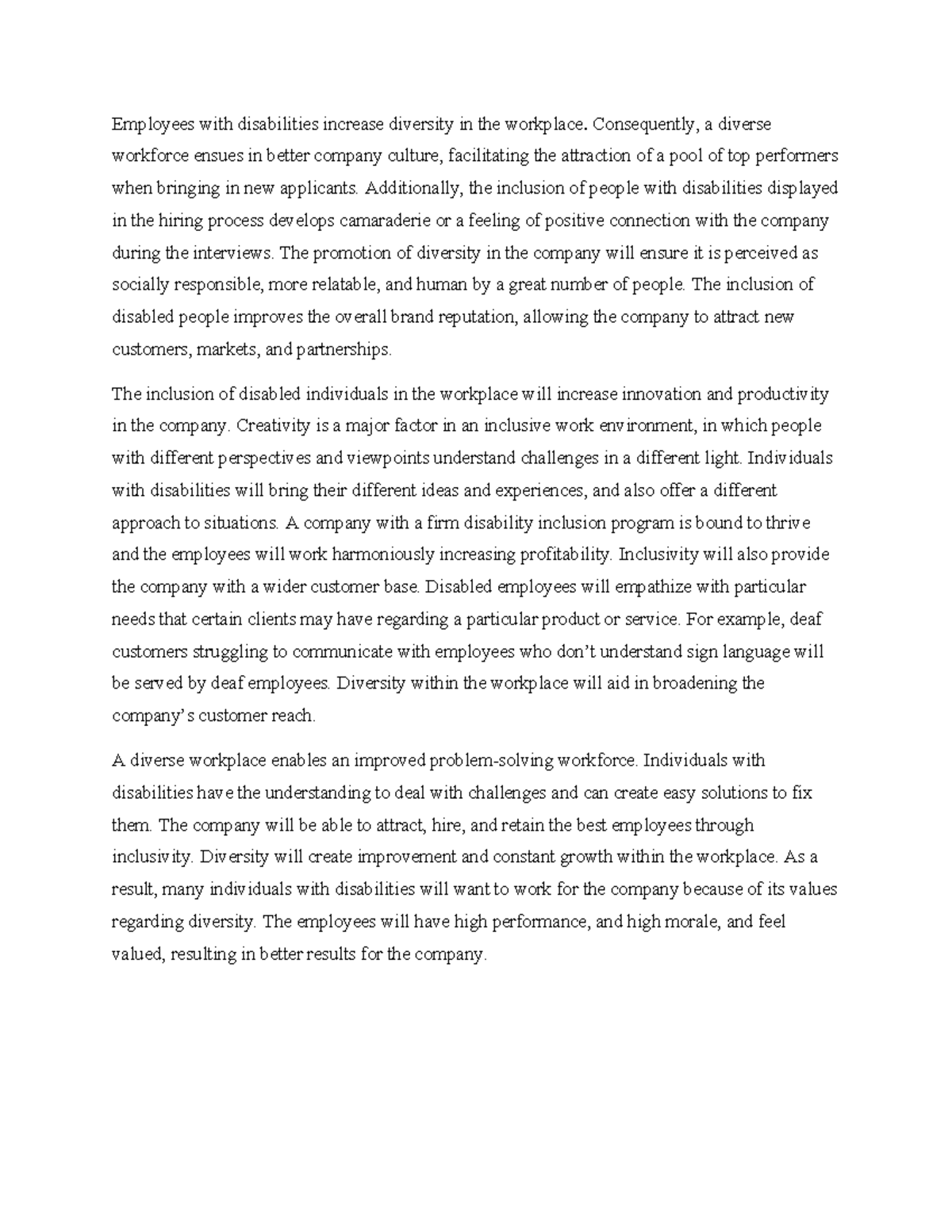 Company memo - business - Employees with disabilities increase ...