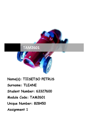 TAM2601 JAN FEB 2023 Main FEB - [TURN OVER] TUNIVERSITY EXAMINATIONS ...