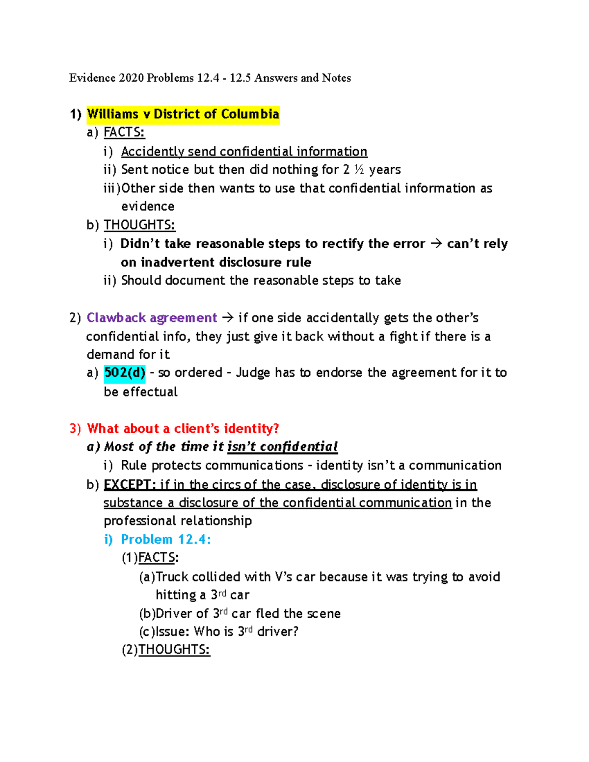 Evidence 2020 Problems 12.4 - 12.5 Answers and Notes - Evidence 2020 ...