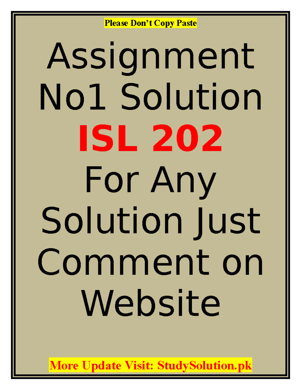 Isl 202 Assignmnt 1 Sol Isl 202 Solved Assignment Please Dont Copy Paste Assignment No1
