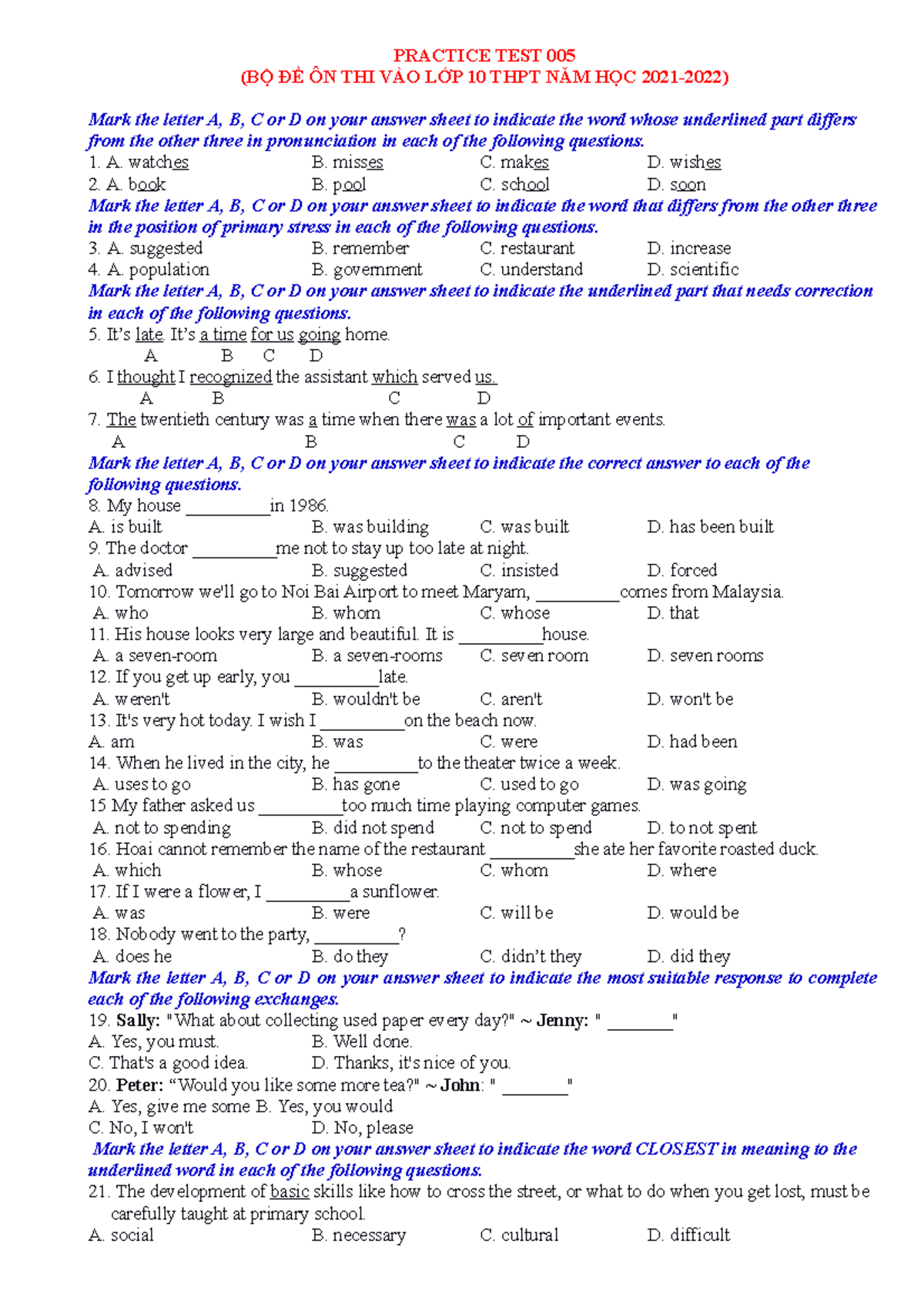 05. Practice TEST 005 - Assignments - PRACTICE TEST 005 (BỘ ĐỀ ÔN THI ...