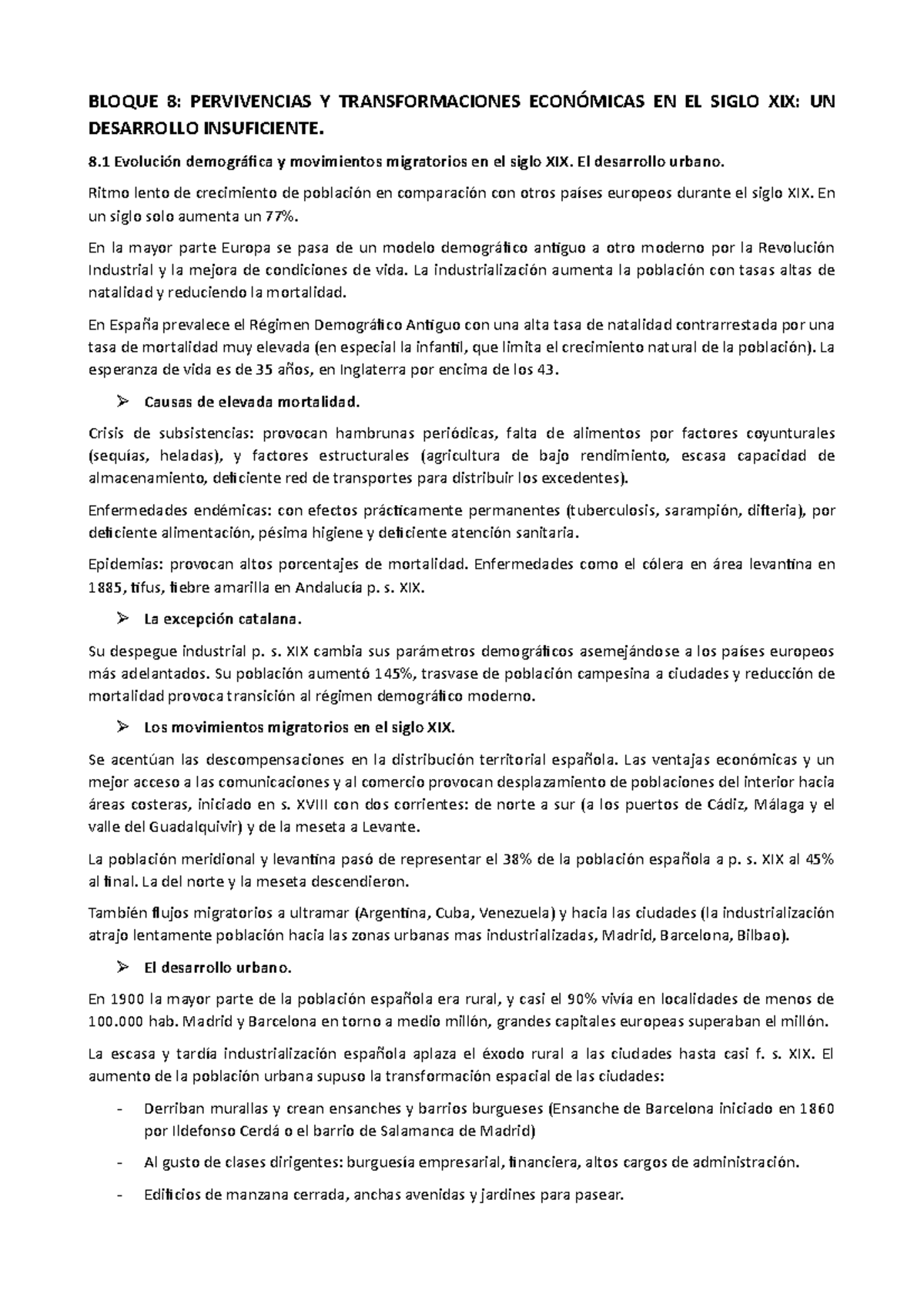 Bloque 8 - Muy bien - BLOQUE 8: PERVIVENCIAS Y TRANSFORMACIONES ECONÓMICAS EN EL SIGLO XIX: UN ...