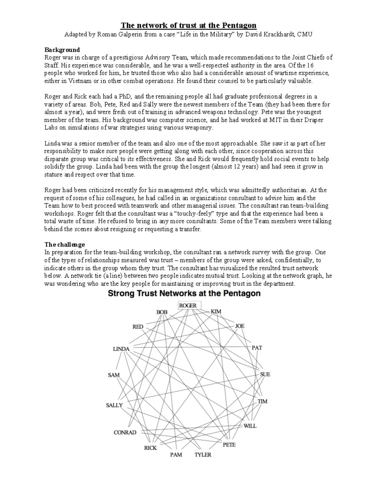 Pentagon case - readings - The network of trust at the Pentagon Adapted ...