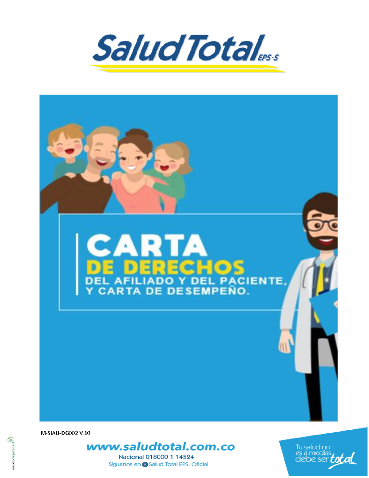 M SIAU DG002 Carta DE Derechos Y Deberes Version 10 1 - ÍNDICE M-SIAU ...