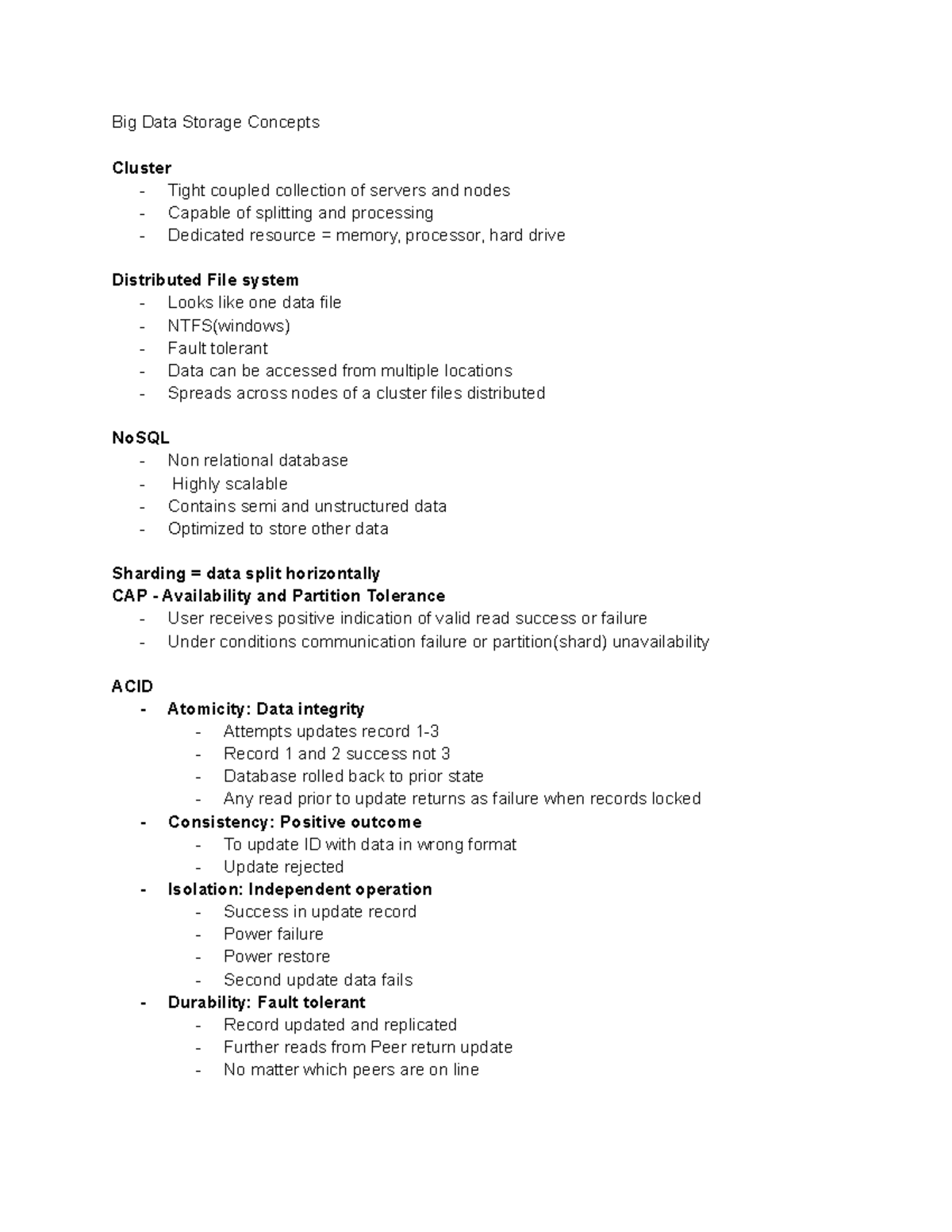 Session 5 - Lecture notes 5 - Big Data Storage Concepts Cluster - Tight ...