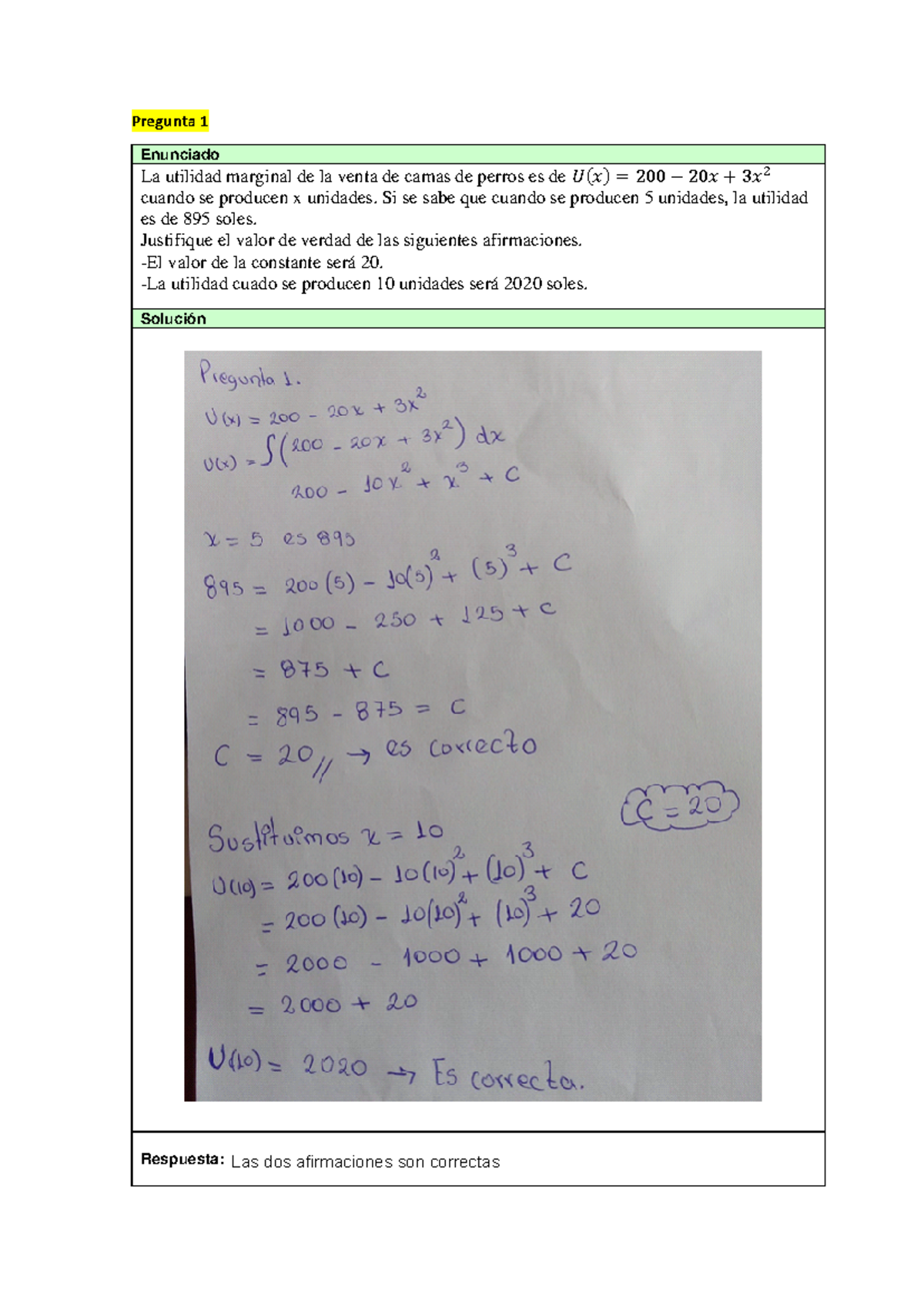 4. Formato de soluci n de desarrollo para estudiante (1) resuelto - Enunciado La utilidad ...