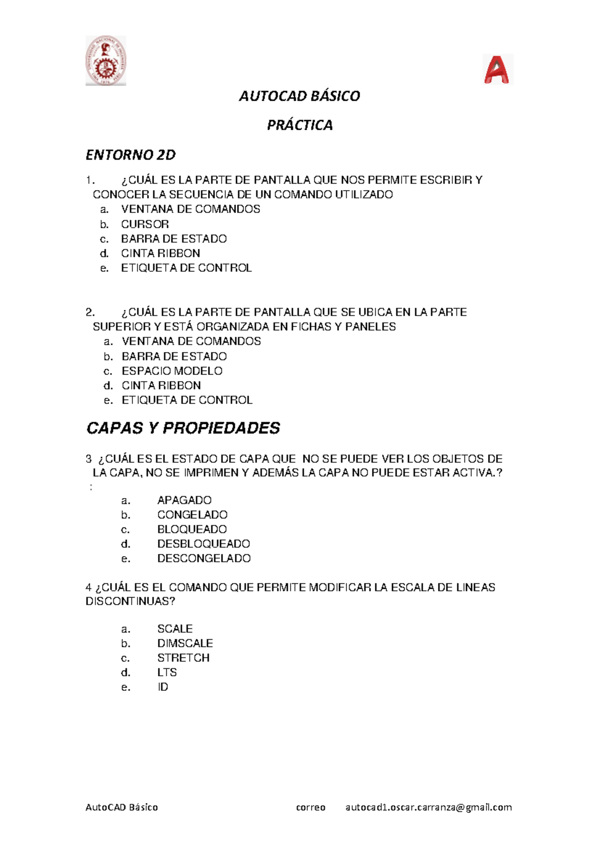 Autocad Basico e1 FIM S812 2023 - AUTOCAD BÁSICO PRÁCTICA ENTORNO 2D 1 ...
