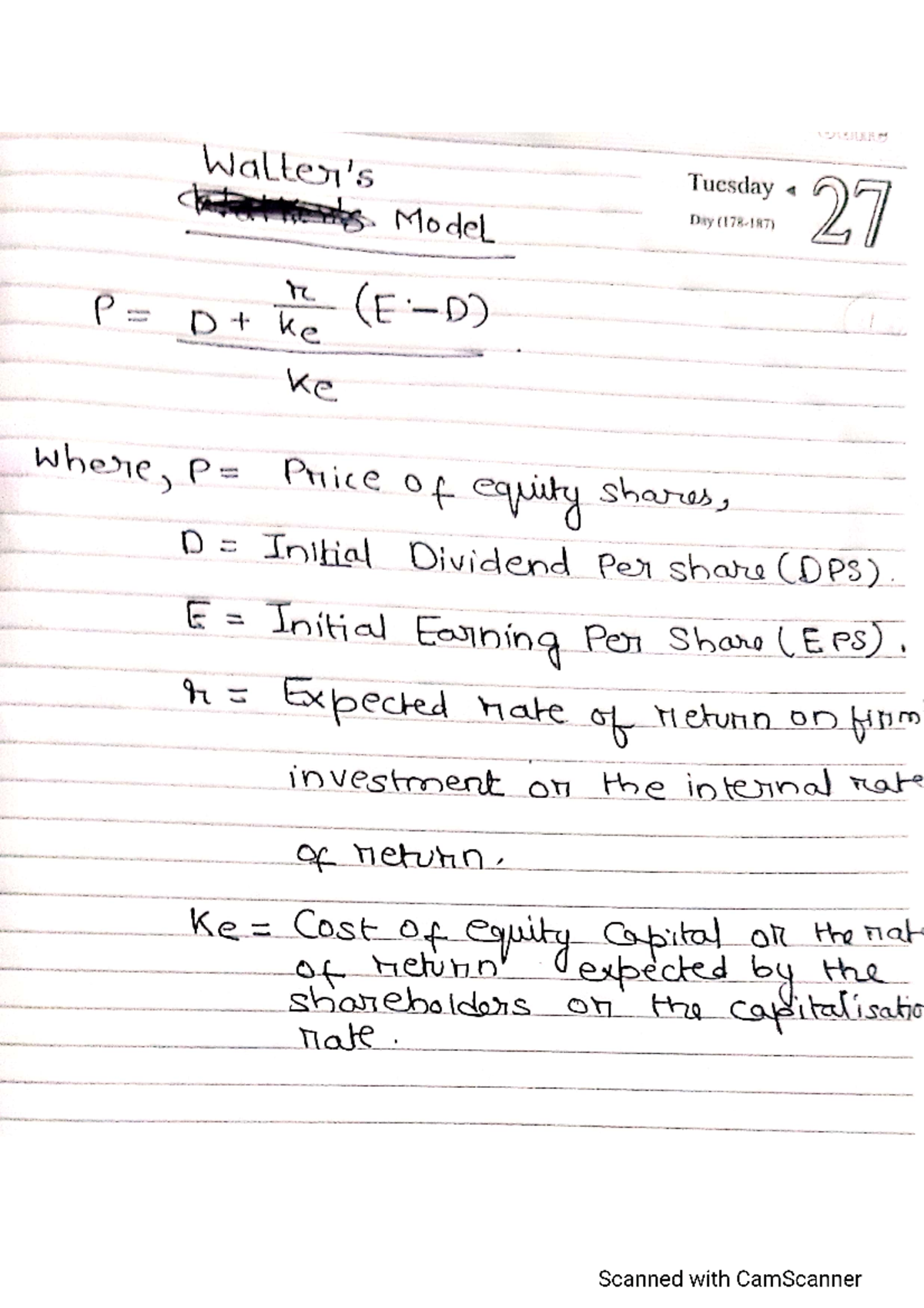 Walter model - Bachler of Commerce - Studocu