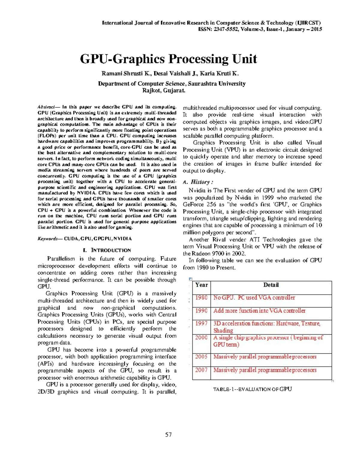 18 gpu-graphics processing unit - International Journal of Innovative Research in Computer ...