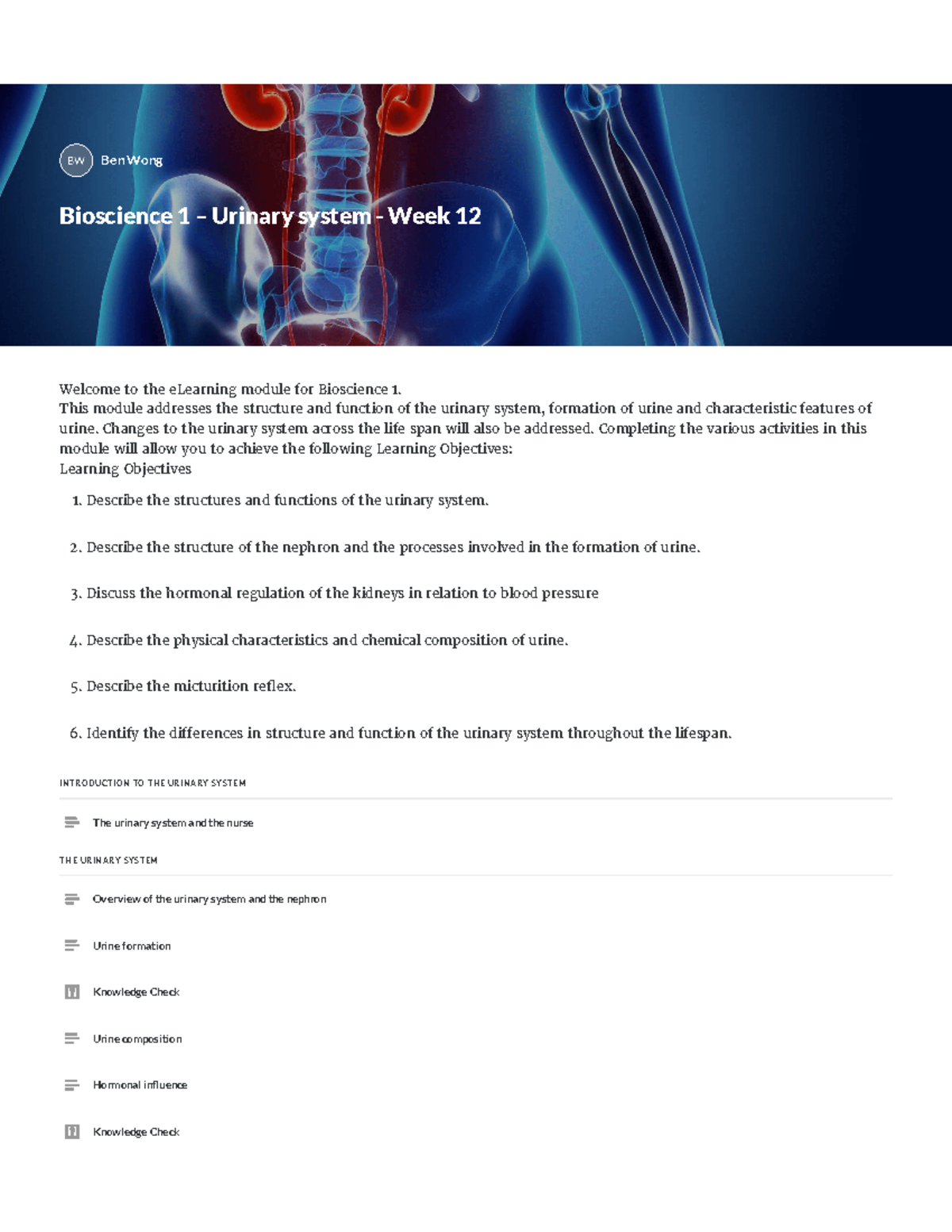 Bioscience 1 urinary system week 12 Umqz1b Tx - Welcome to the ...