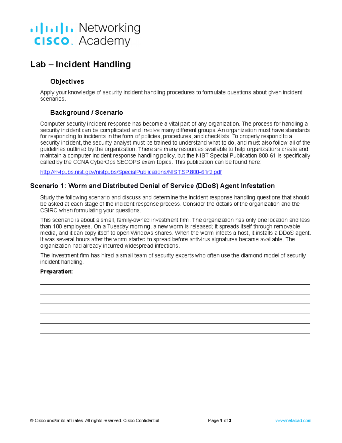 Lab info - Lab – Incident Handling Objectives Apply your knowledge of ...