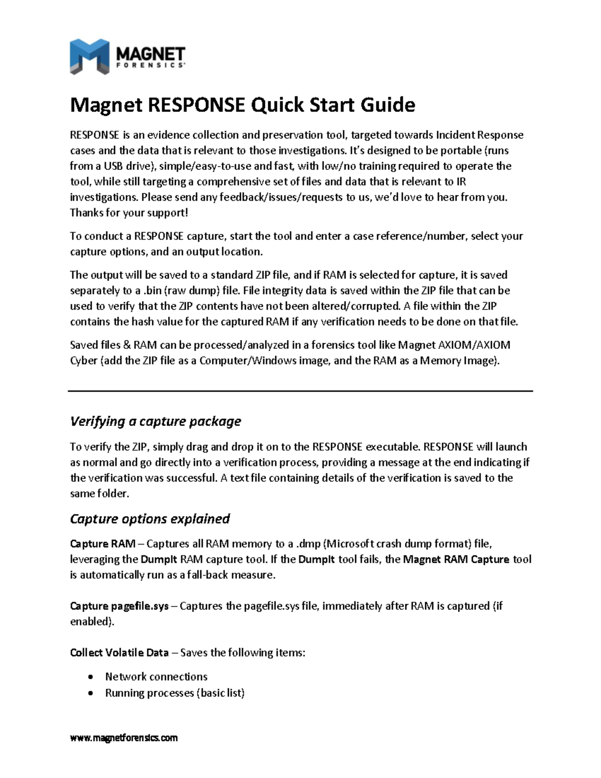 Magnet Response Quick Start Guide - magnetforensics Magnet RESPONSE ...