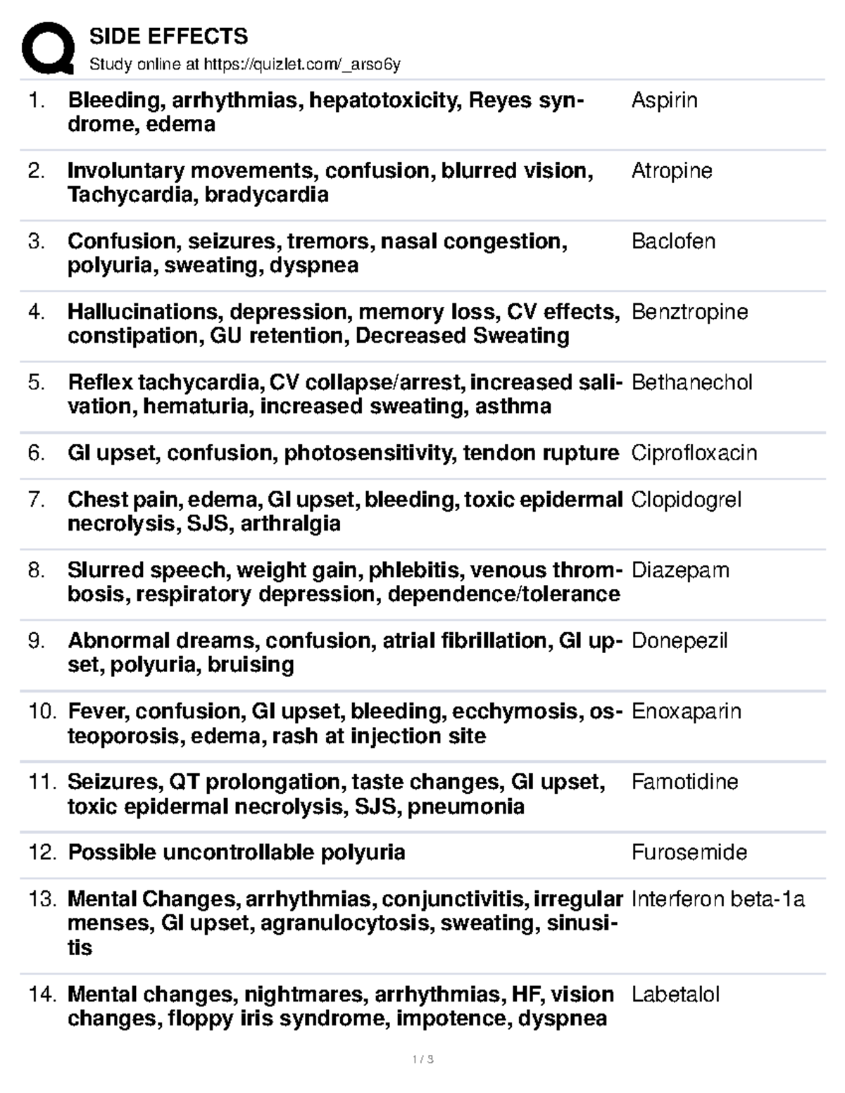 SIDE Effects - Study Materials - SIDE EFFECTS Study online at quizlet ...