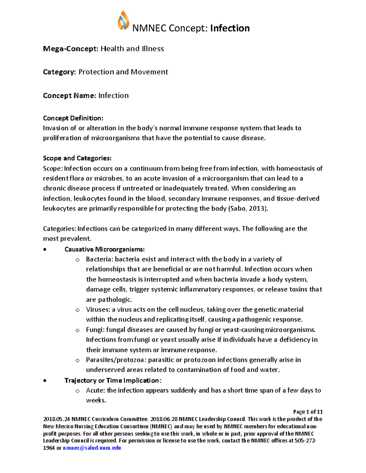 Infection NCO - idk - Page 1 of 11 2018.05 NMNEC Curriculum Committee ...