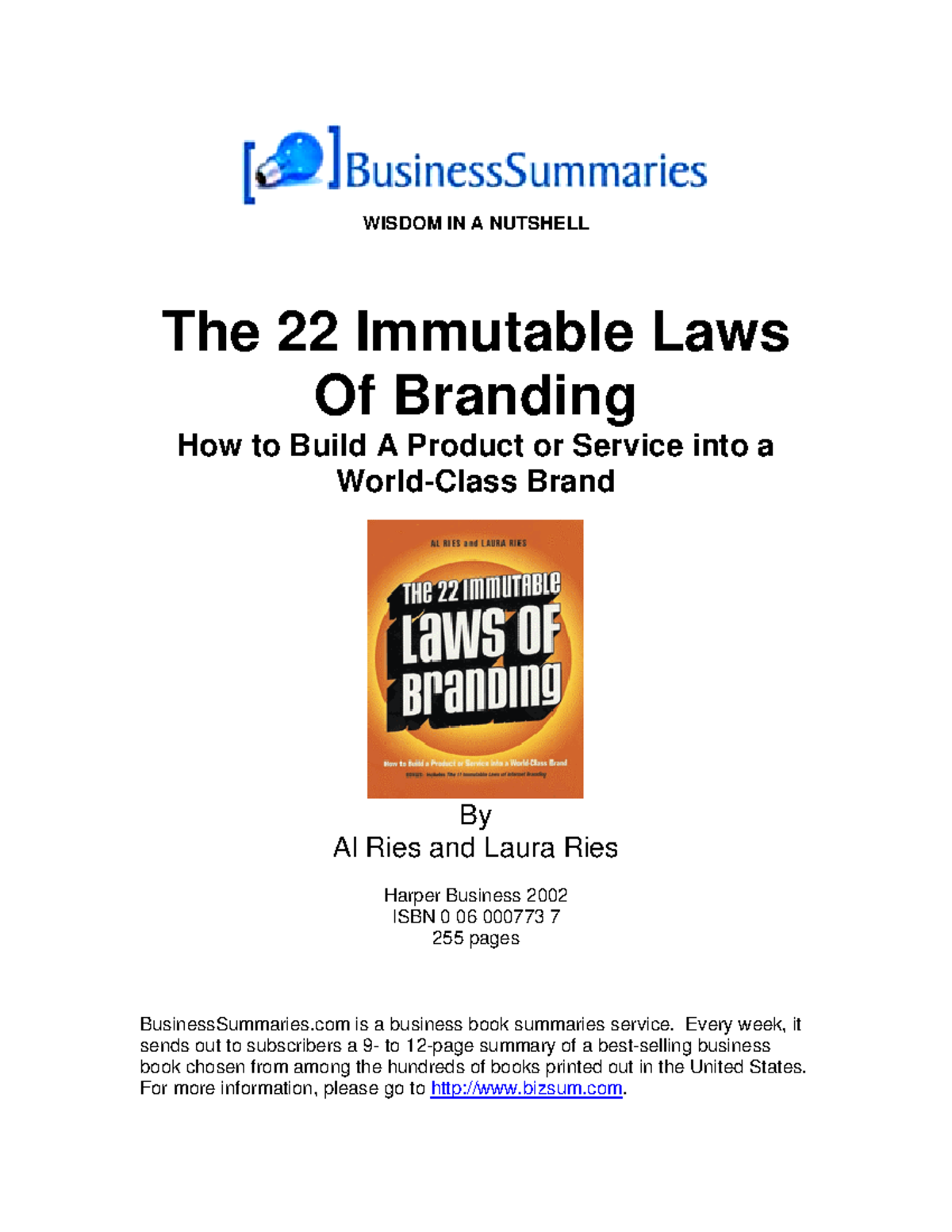 The 22 Immutable Laws Of Branding - WISDOM IN A NUTSHELL The 22 ...