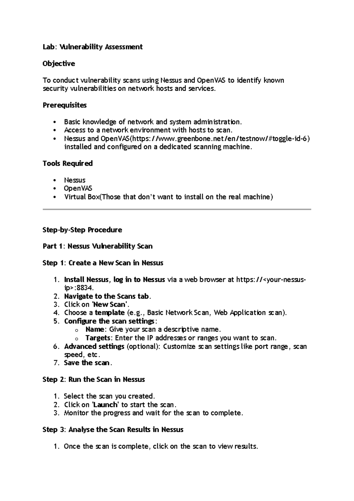 LAB-Vulnerability Assessment - Lab: Vulnerability Assessment Objective ...