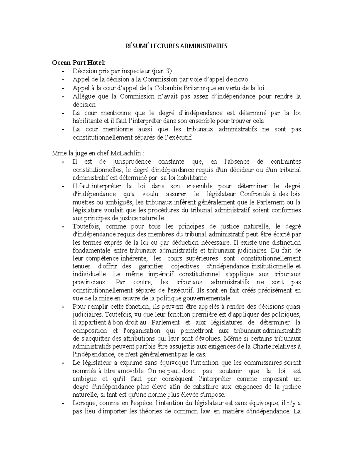 RÉSUMÉ Lectures Administratifs - RÉSUMÉ LECTURES ADMINISTRATIFS Ocean ...