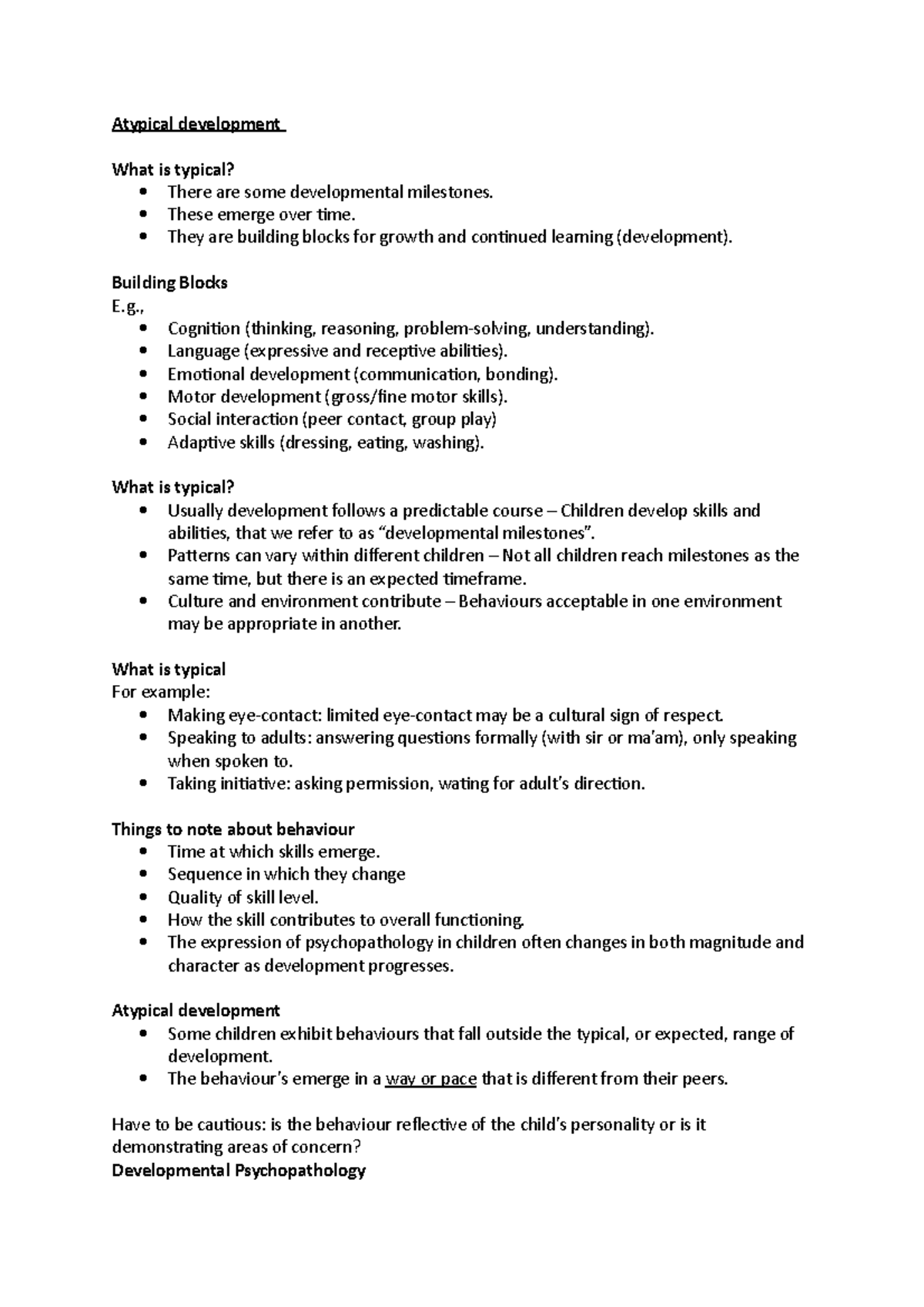 Atypical development on children (e.g., milestone delays) - Atypical ...