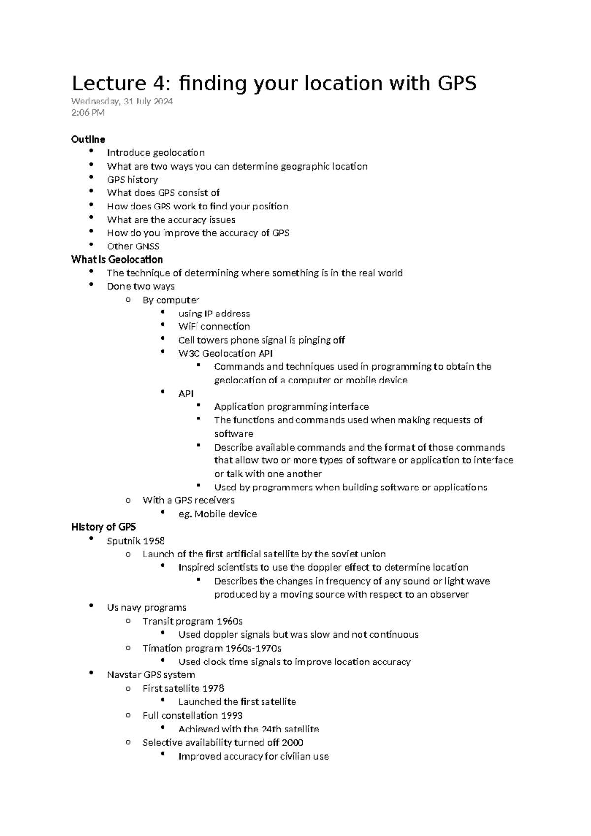Lecture 4 finding your location with GPS - Mobile device History of GPS ...