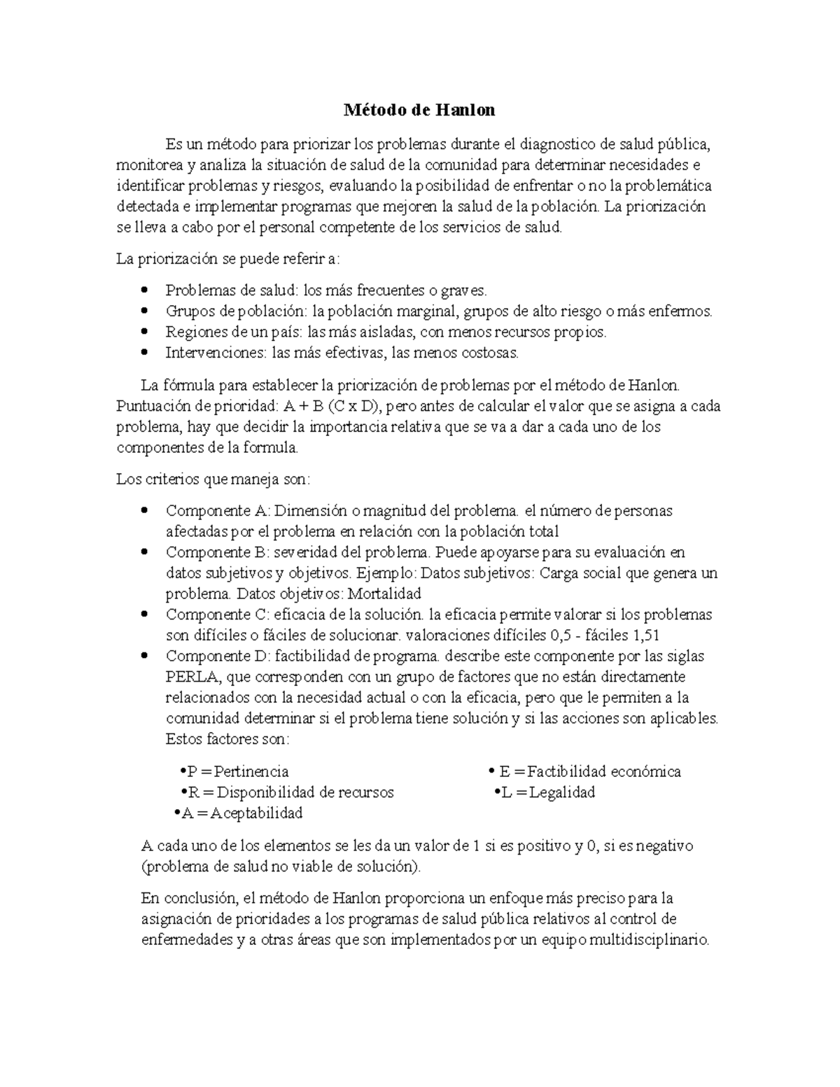 6. Resumen del Metodo de Hanlon - Método de Hanlon Es un método para ...