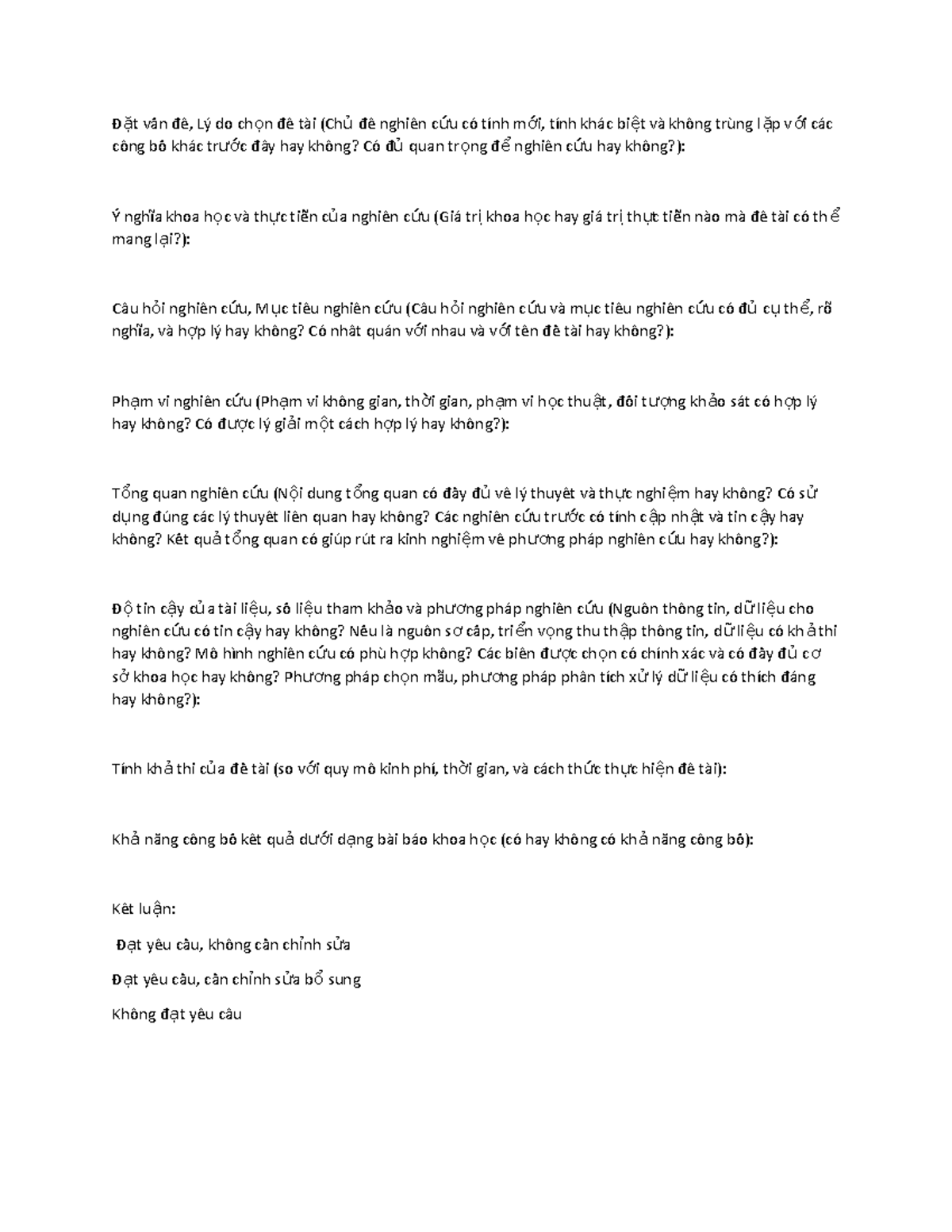 Mau nhan xet thuyet minh de cuong - Đ công bôấ khác tr ặt vấấn đềề, Lý do ch ước đấy hay không ...