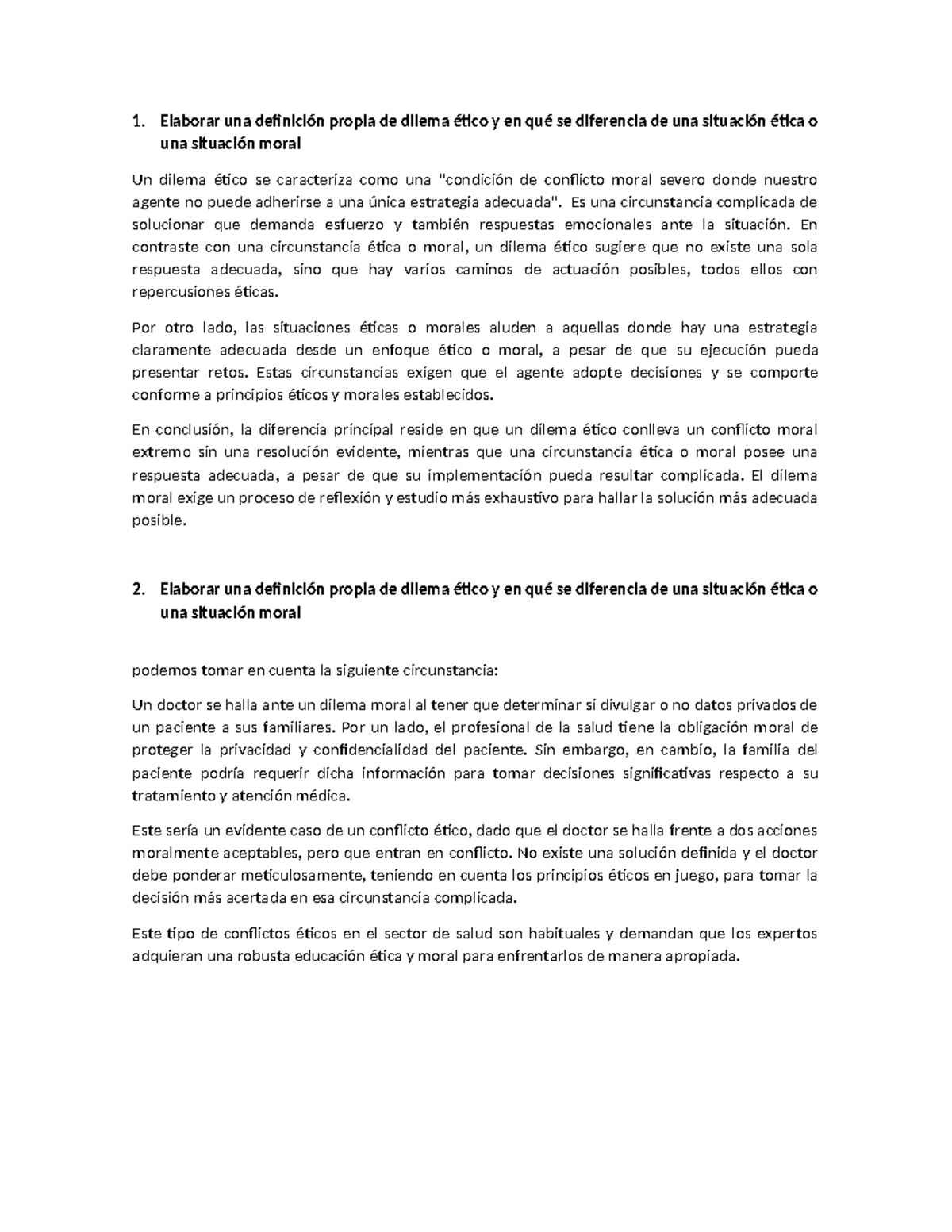 Etica tarea 05A - Elaborar una definición propia de dilema ético y en ...