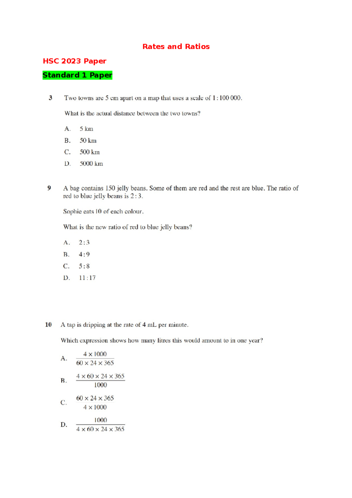 HSC Papers - Rates and Ratios - Rates and Ratios HSC 2023 Paper ...