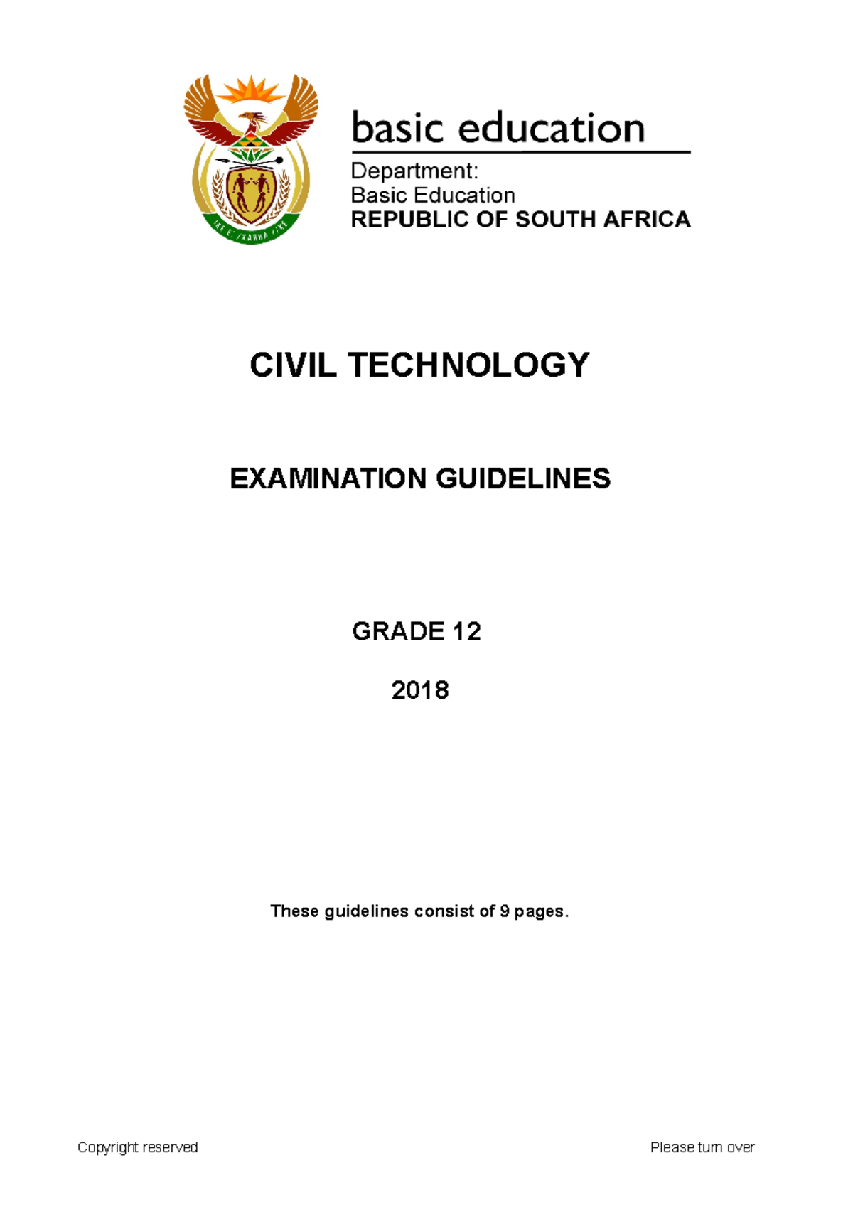 Civil Technology GR 12 Exam Guidelines 2018 Eng - CIVIL TECHNOLOGY ...