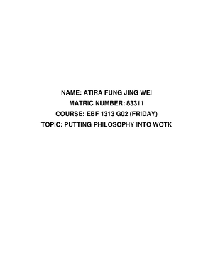 Resume Portfolio Atira Fung Jing Wei (83311) - A T I R A F U N G J I N G W E I Dear Mr./Ms, An ...