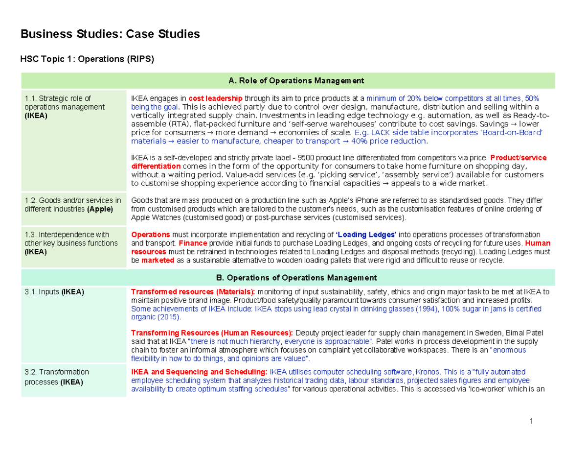 2020 BUS Operations Finance Human Resoruces Marketing Case Studies ...