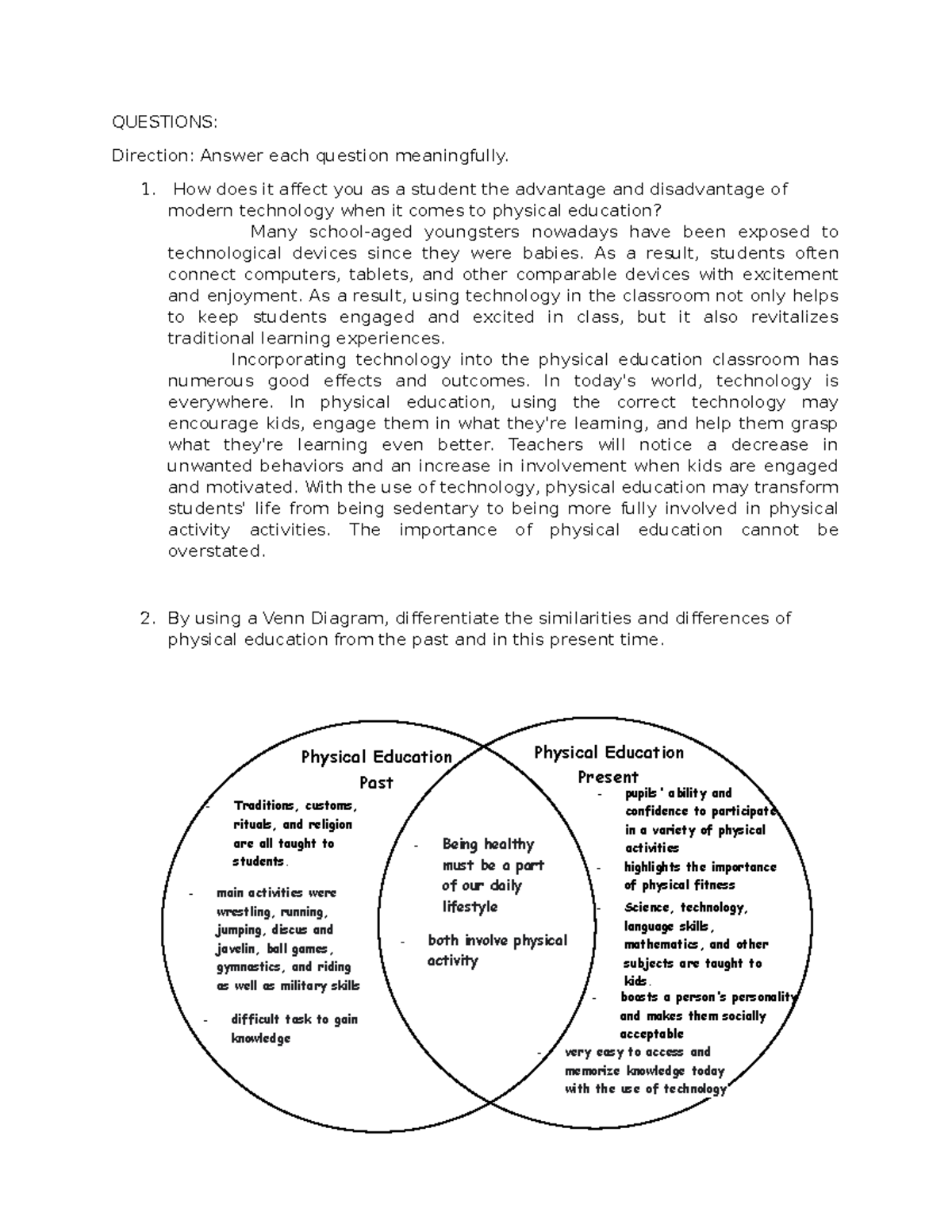 Doc 1 - Activity 2 - QUESTIONS: Direction: Answer each question ...