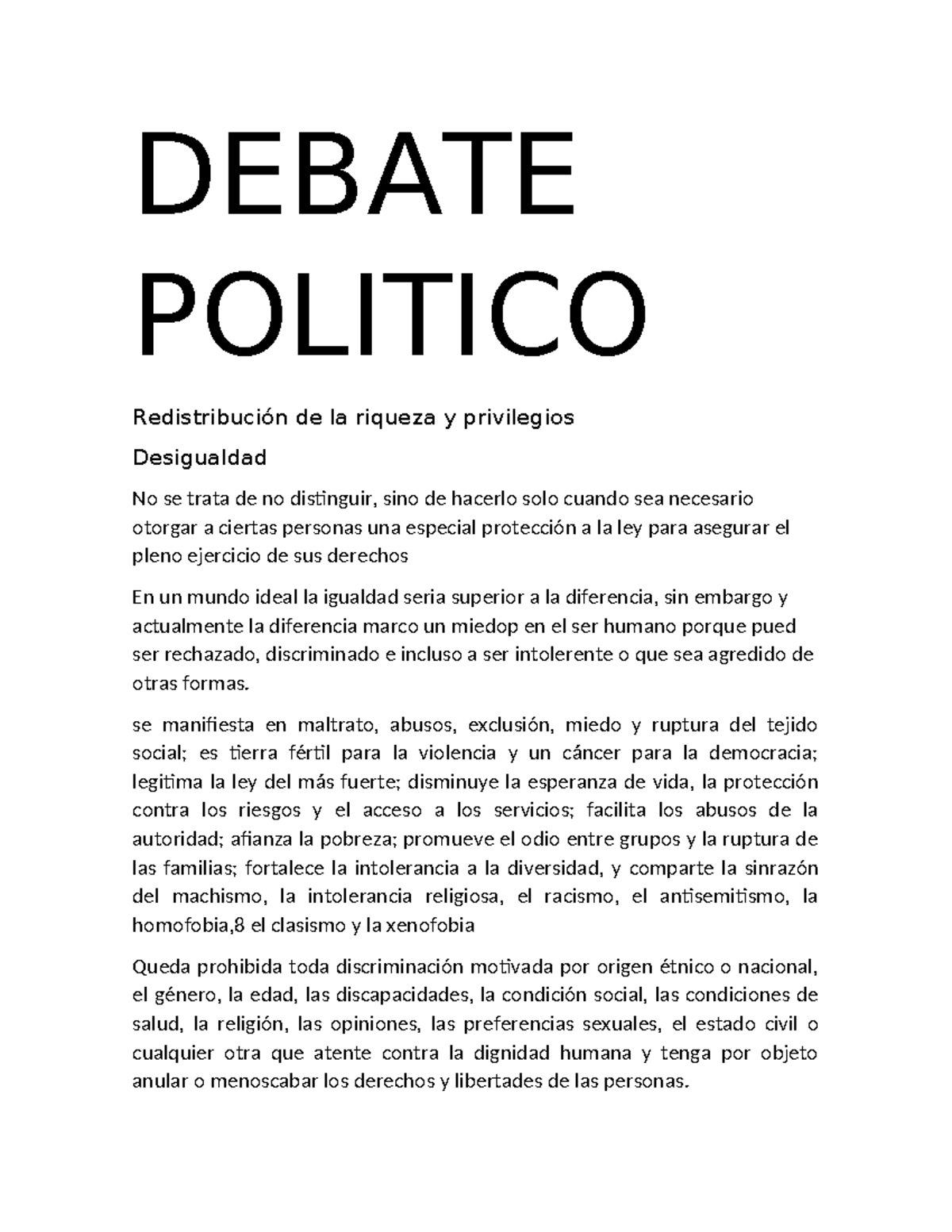 Debate Politico - Temas controversiales para analizar derechos fundamentales - DEBATE POLITICO ...