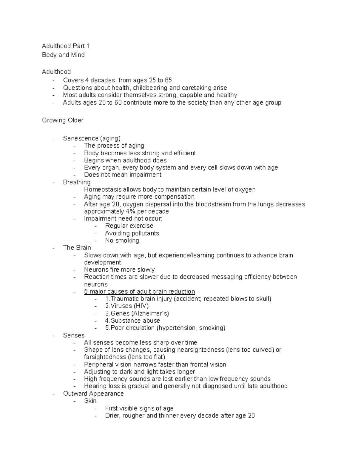 Adulthood Body and Mind - Adulthood Part 1 Body and Mind Adulthood ...