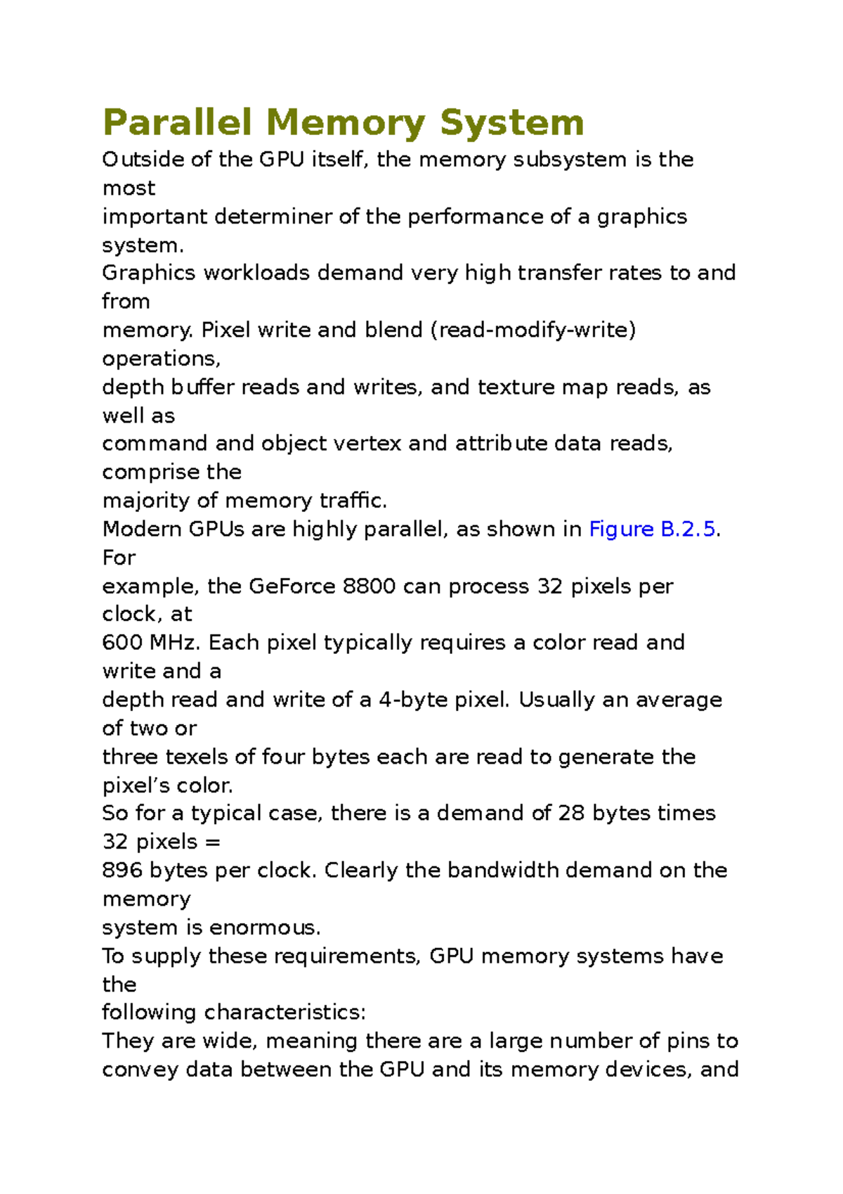 Parallel Memory System Parallel Memory System Outside Of The Gpu